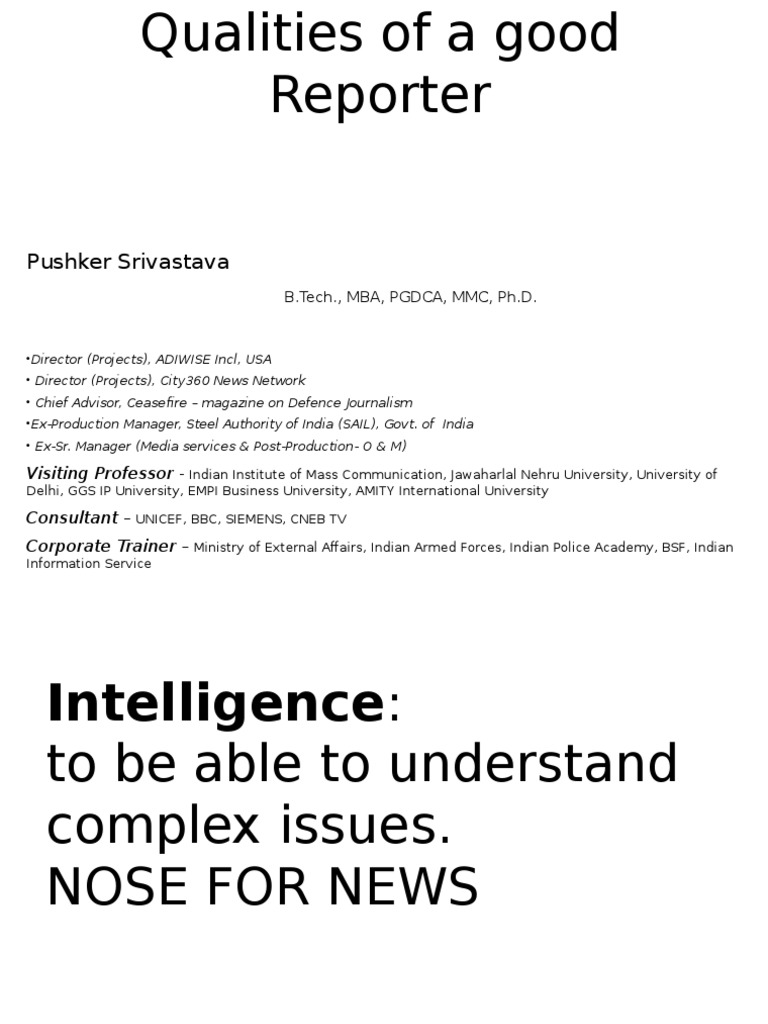 Qualities of A Good Reporter | PDF | Journalism | Cognition