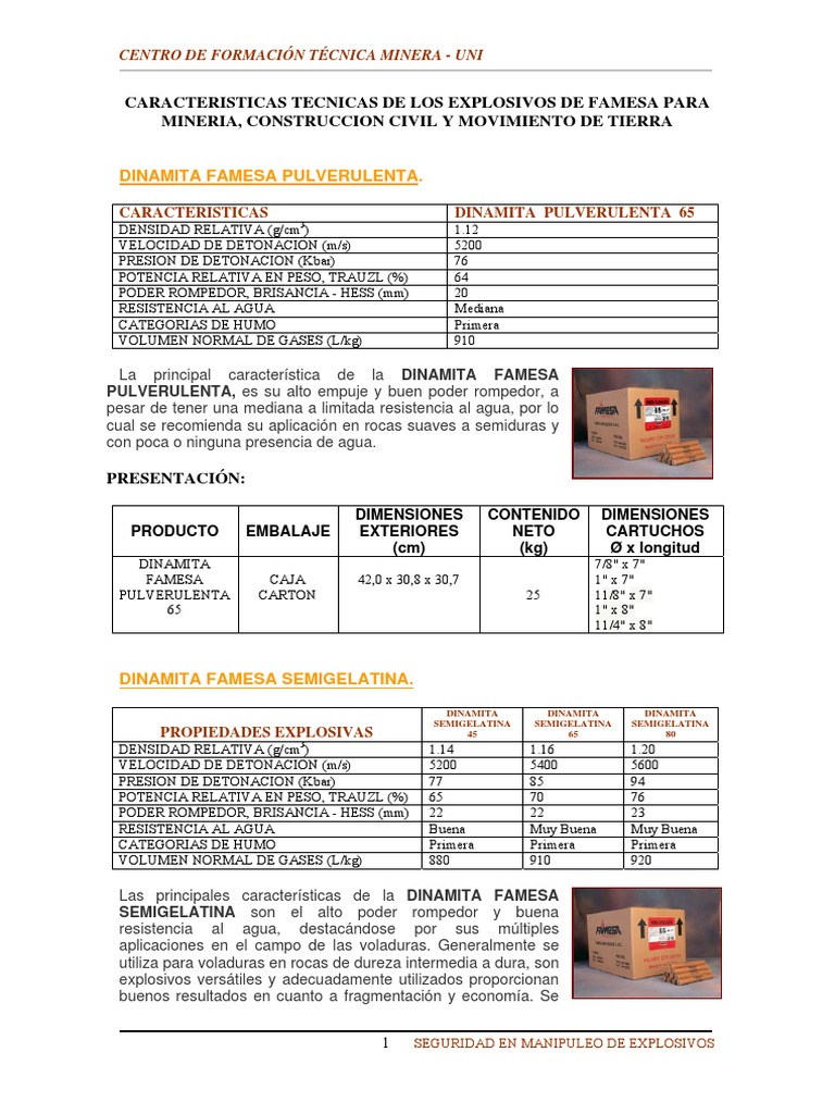 Explosivos - Famesa y Exsa | PDF | Material explosivo | Aluminio