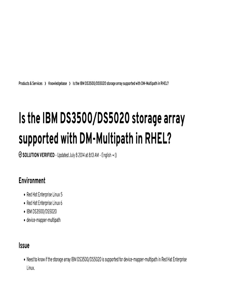 Is The IBM DS3500 - DS5020 Storage Array Supported With DM-Multipath in ... Is The IBM DS3500 - DS5020 Storage Array Supported With DM-Multipath in ...