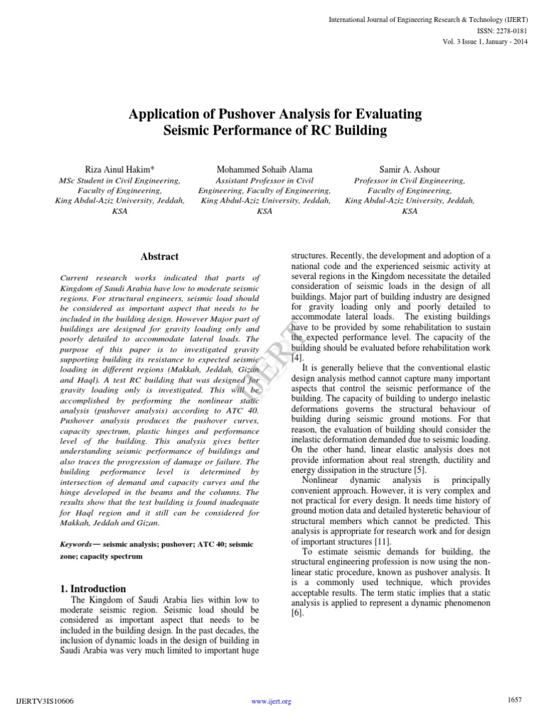 Pushover Analysis for Seismic Evaluation | PDF | Applied And ...