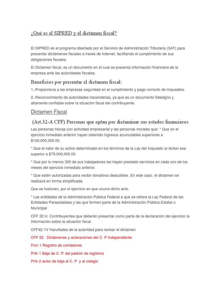 ¿Qué Es El SIPRED y El Dictamen Fiscal? | PDF | Impuestos | Gobierno