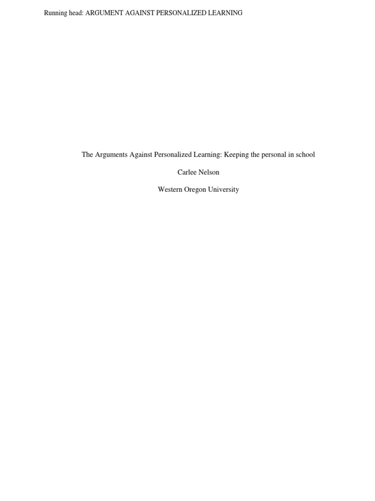 Argument Against Personalized Learning | PDF | Educational Technology | Learning