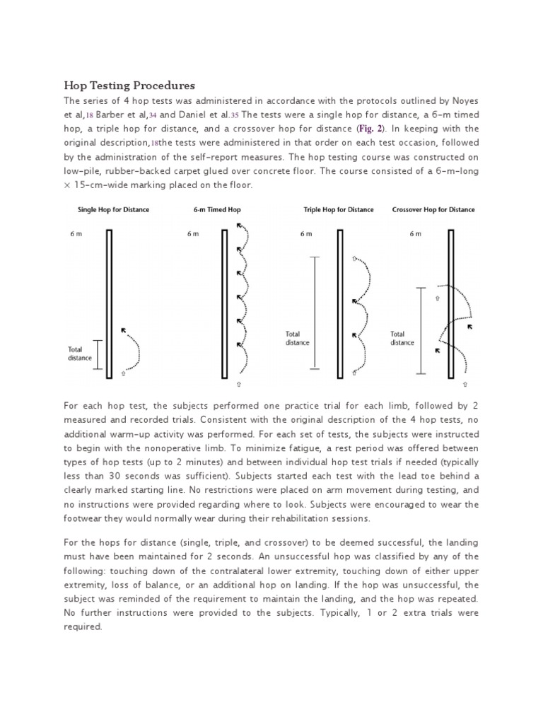 Hop Testing Procedures | PDF | Psychology | Clinical Medicine