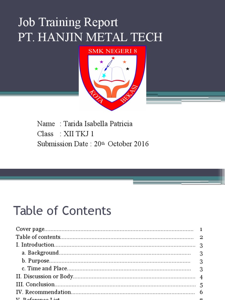 Job Training Report Tarida Isabella P Xiitkj1 | PDF | Metals | Nickel