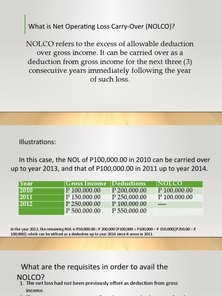 NOLCO Report | Mergers And Acquisitions | Tax Deduction