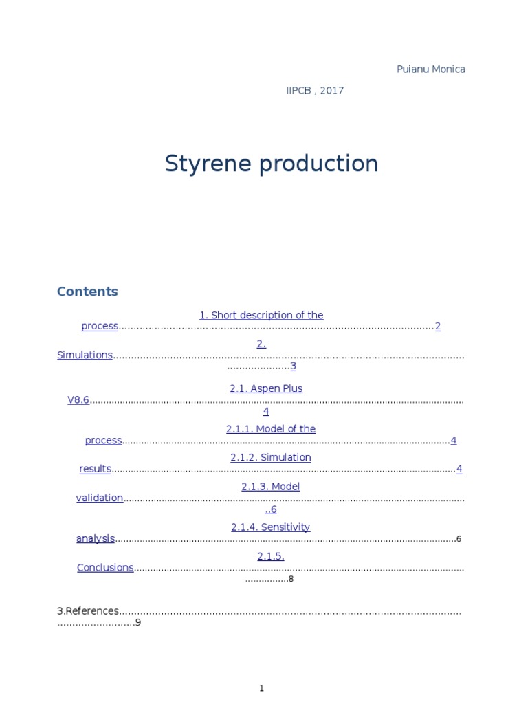 Styrene Production | PDF | Chemical Substances | Chemistry