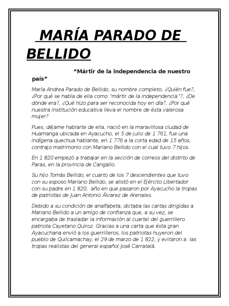 María Parado de Bellido | 2nd Millennium Conflicts | Peru