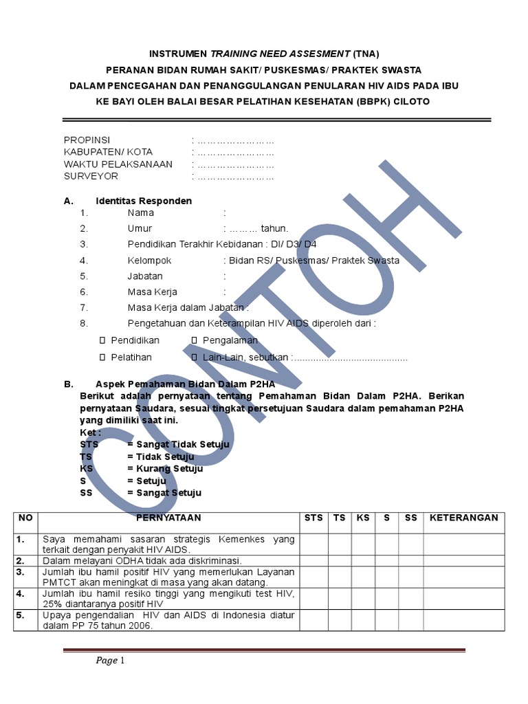 Contoh Instrumen Tna | PDF