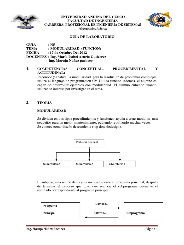 Guia n5 Modularidad Funcion | PDF | C Sharp (lenguaje de programación ...