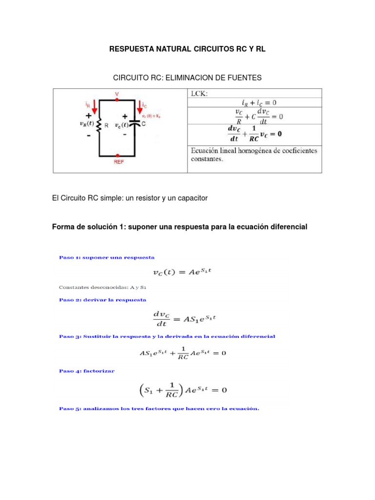 Respuesta Natural y Forzada en Circuitos RC y RL | PDF | Inductor | Red eléctrica