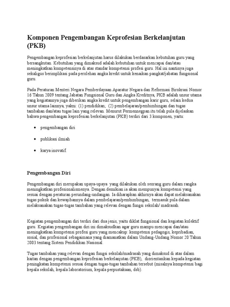 Komponen Pengembangan Keprofesian Berkelanjutan | PDF | Karier & Perkembangan