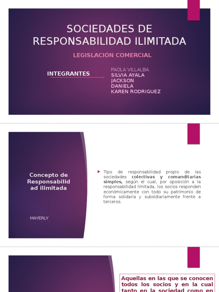 Sociedades de Responsabilidad Ilimitada | PDF | Sociedad de responsabilidad limitada | Bienes (Ley)