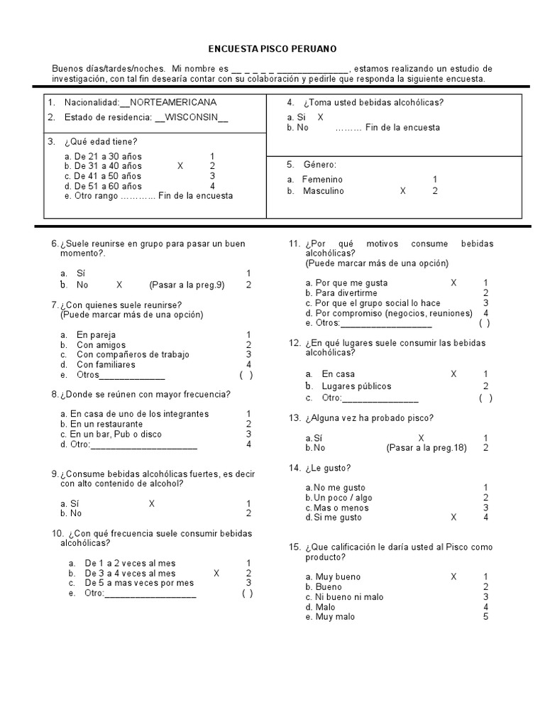 Pisco Usa Encuesta Ejemplo | PDF | brandy | Bebidas alcohólicas