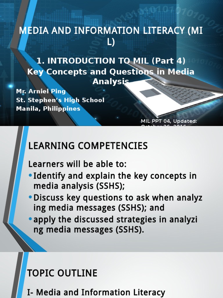 Introduction To MIL (Part 4) - Key Concepts and Questions To Ask in Media Literacy | PDF ...