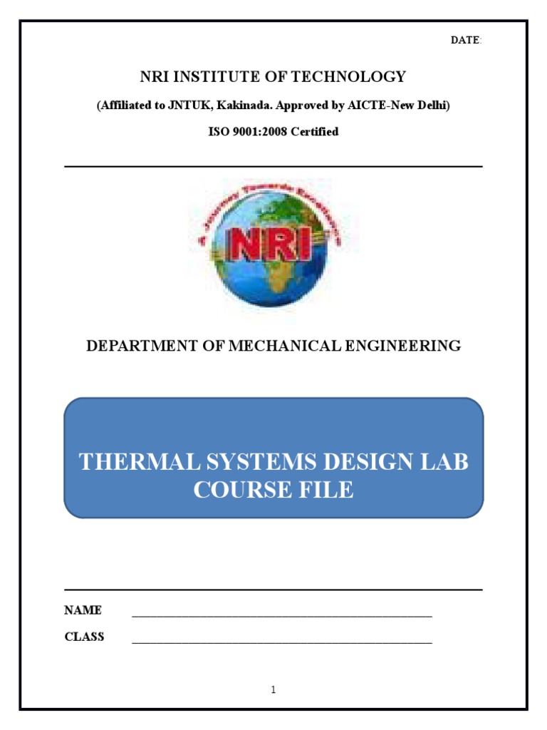 Thermal Systems Design Lab | PDF | Thermal Conduction | Fluid Dynamics