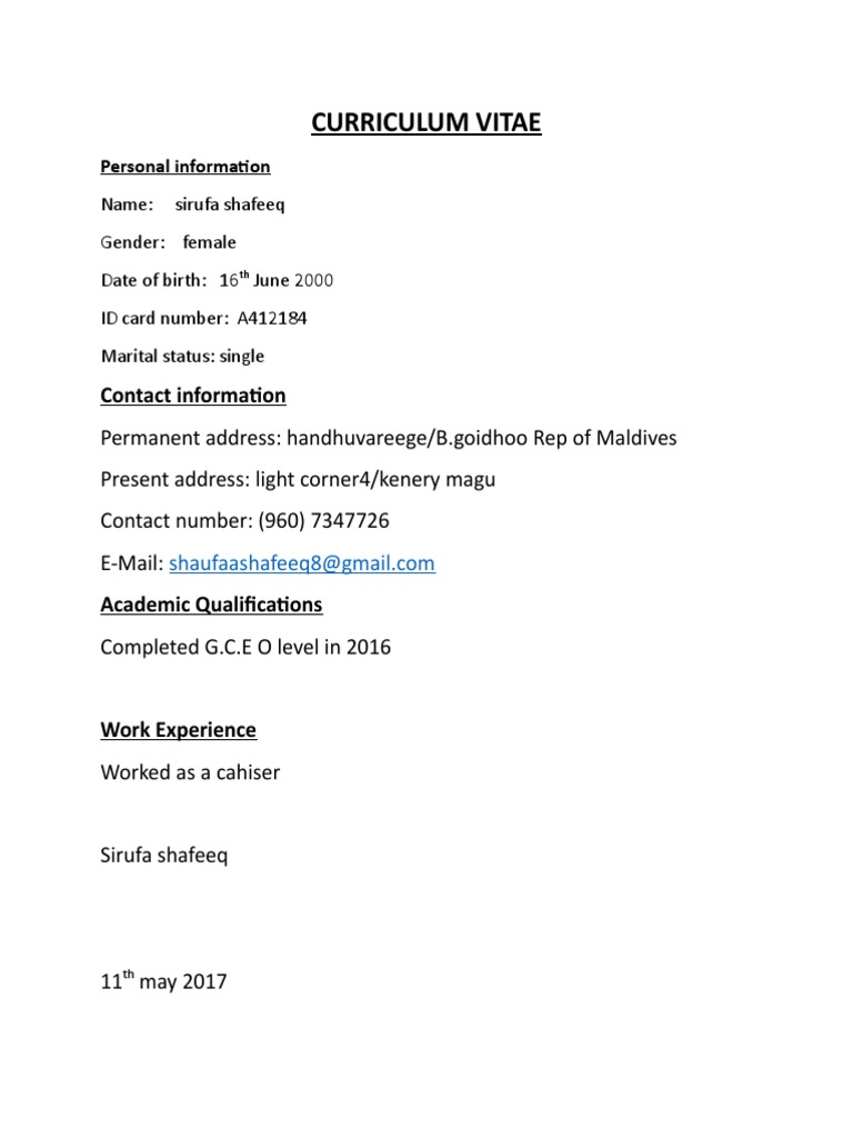 Curriculum Vitae: Contact Information | PDF | Wellness | Lifestyle
