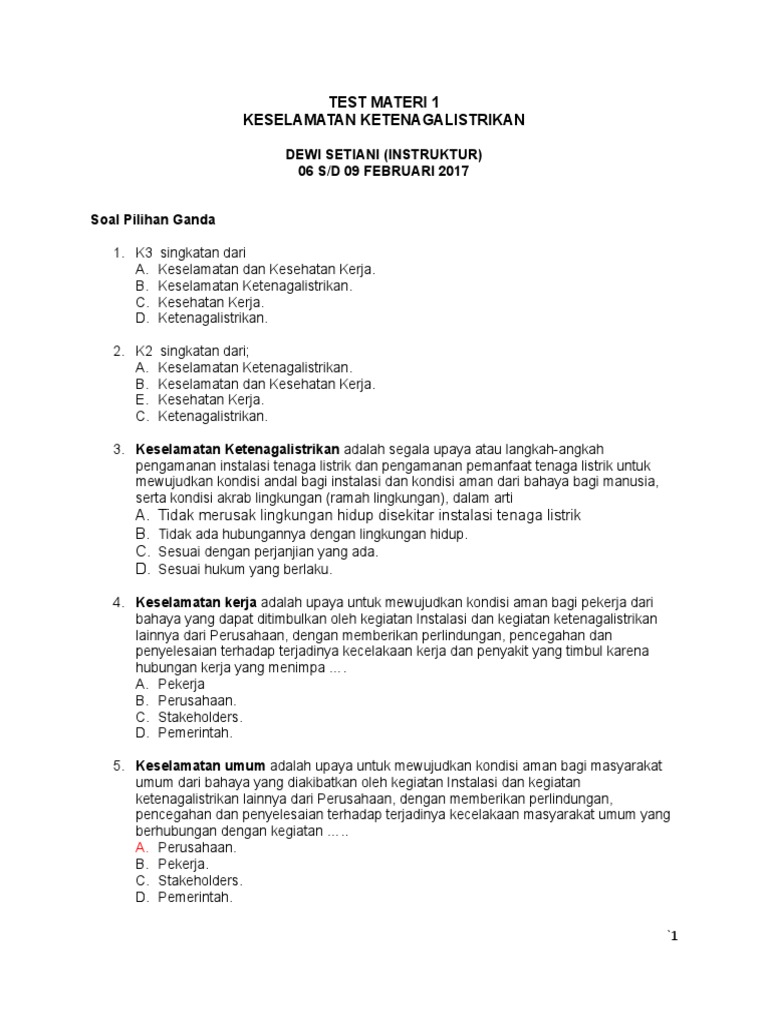 Test K2 Dan K3 Umum | PDF