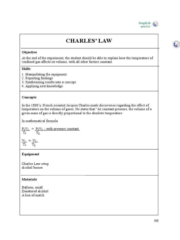 Charles' Law Experiment | PDF | Balloon | Gases