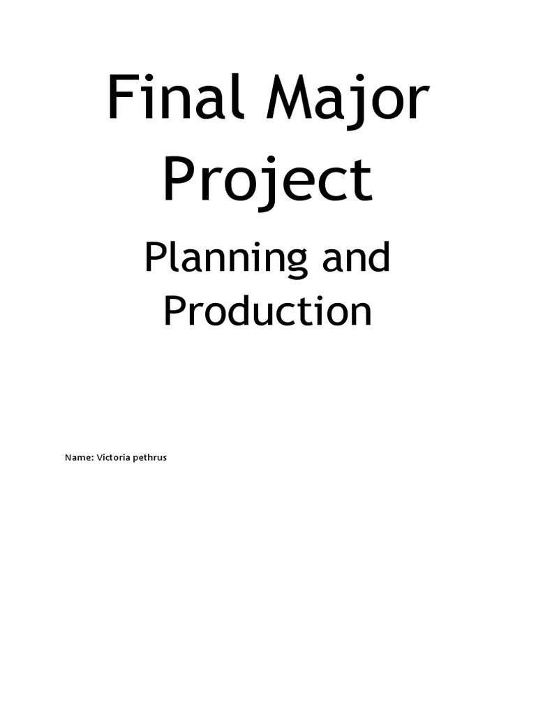 Final Major Project Production Booklet | PDF | Leisure