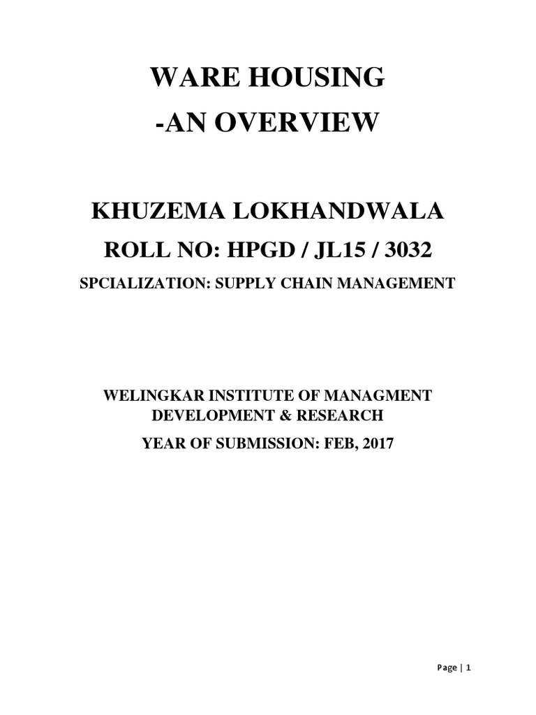 Warehouse An Overview Project | PDF | Warehouse | Industries