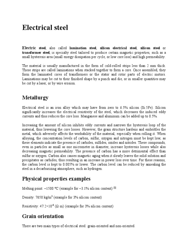 Electrical Steel | PDF | Electromagnetism | Materials