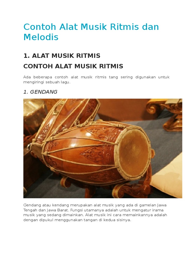 Contoh Alat Musik Ritmis Dan Melodis | PDF | Seni