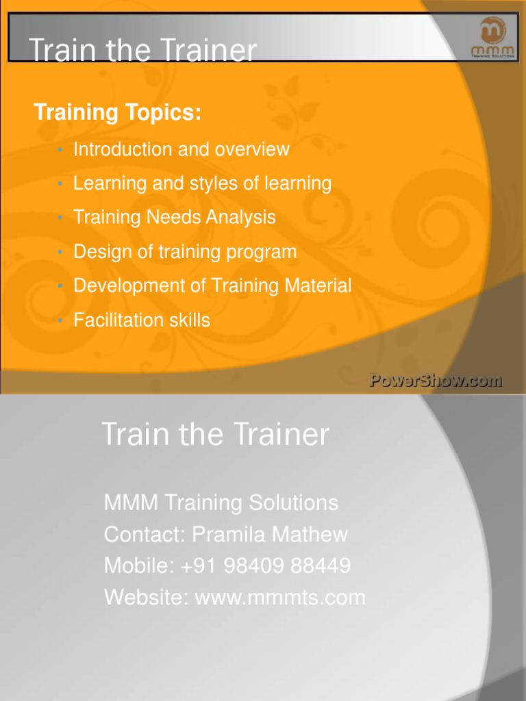 Train The Trainer Concept P1246361318bURoh | PDF | Learning Styles ...