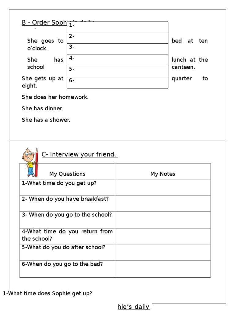 B - Order Sophie's Daily Routine | PDF