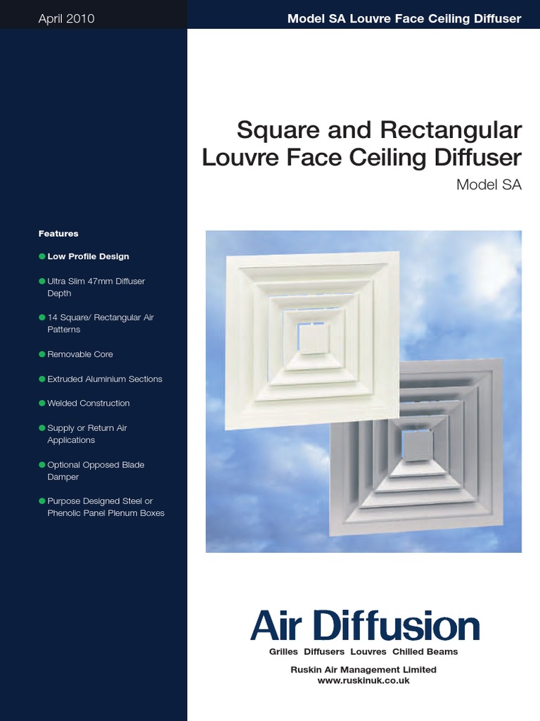 Square and Rectangular Louvre Face Ceiling Diffuser: Model SA | PDF ...