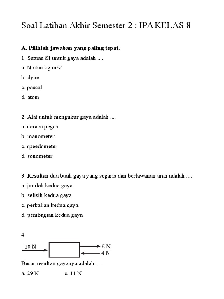 Soal Latihan Akhir Semester 2 | PDF | Sains & Matematika