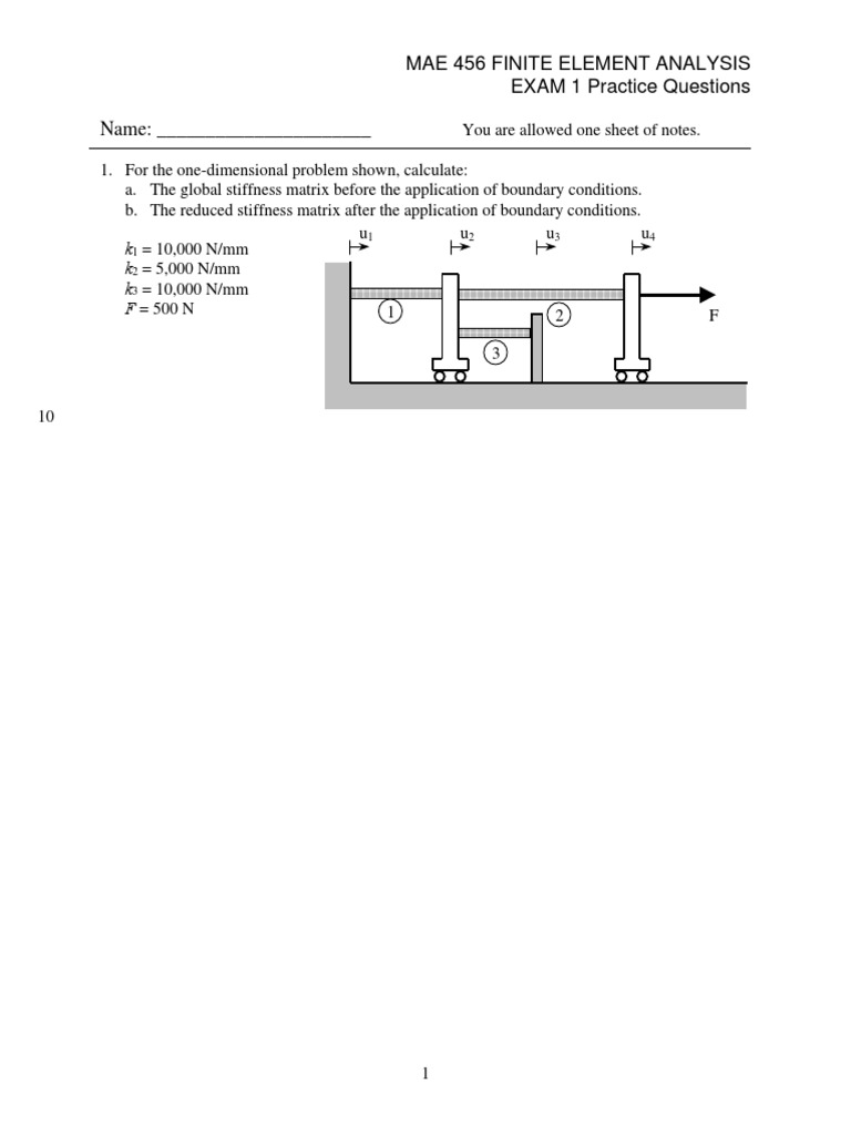 Exam1 Practice | PDF | Finite Element Method | Matrix (Mathematics)