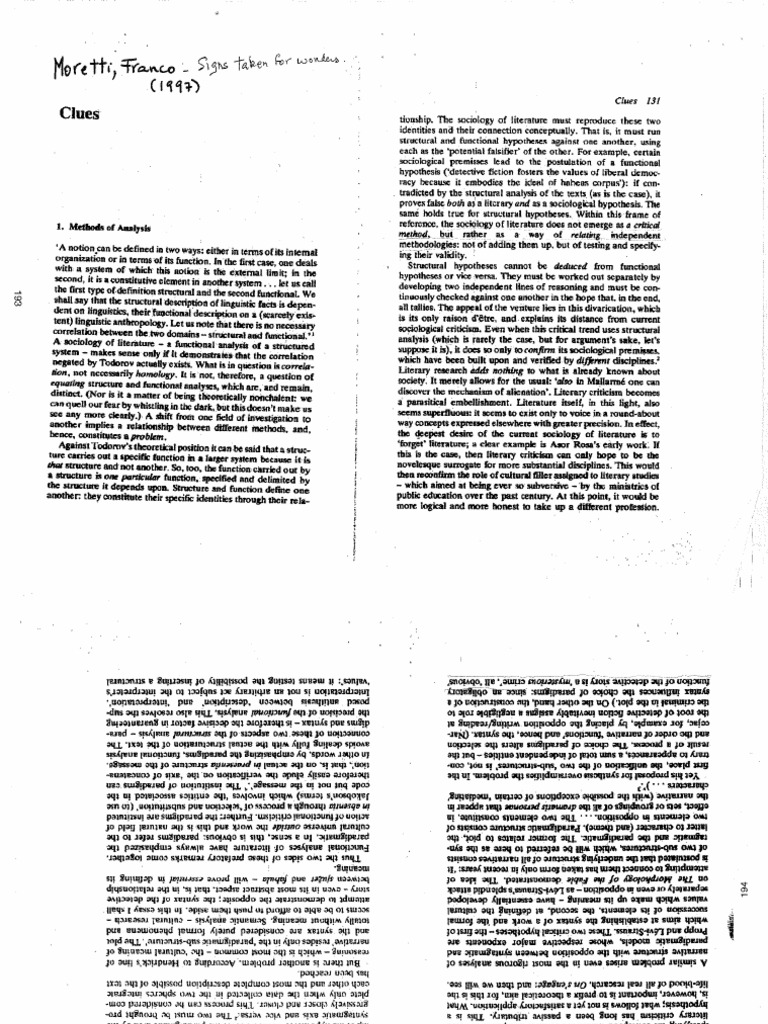 Moretti, Franco Clues | PDF