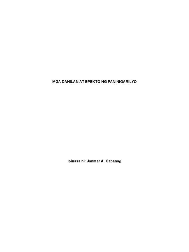 Mga Dahilan at Epekto NG Paninigarilyo | PDF Mga Dahilan at Epekto NG Paninigarilyo | PDF