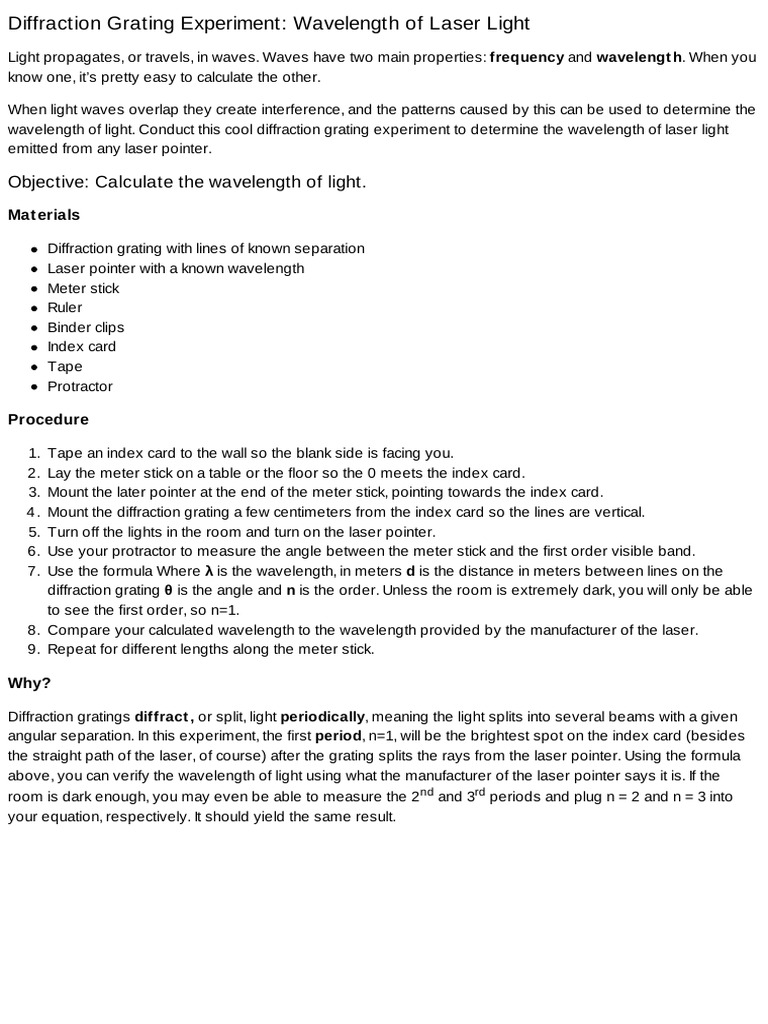 Diffraction Wavelength Pdf