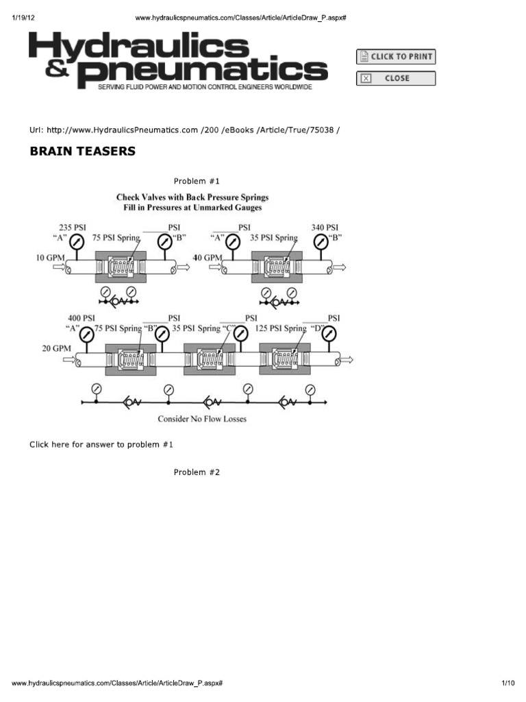 Hydraulic - Brain Teasers | PDF