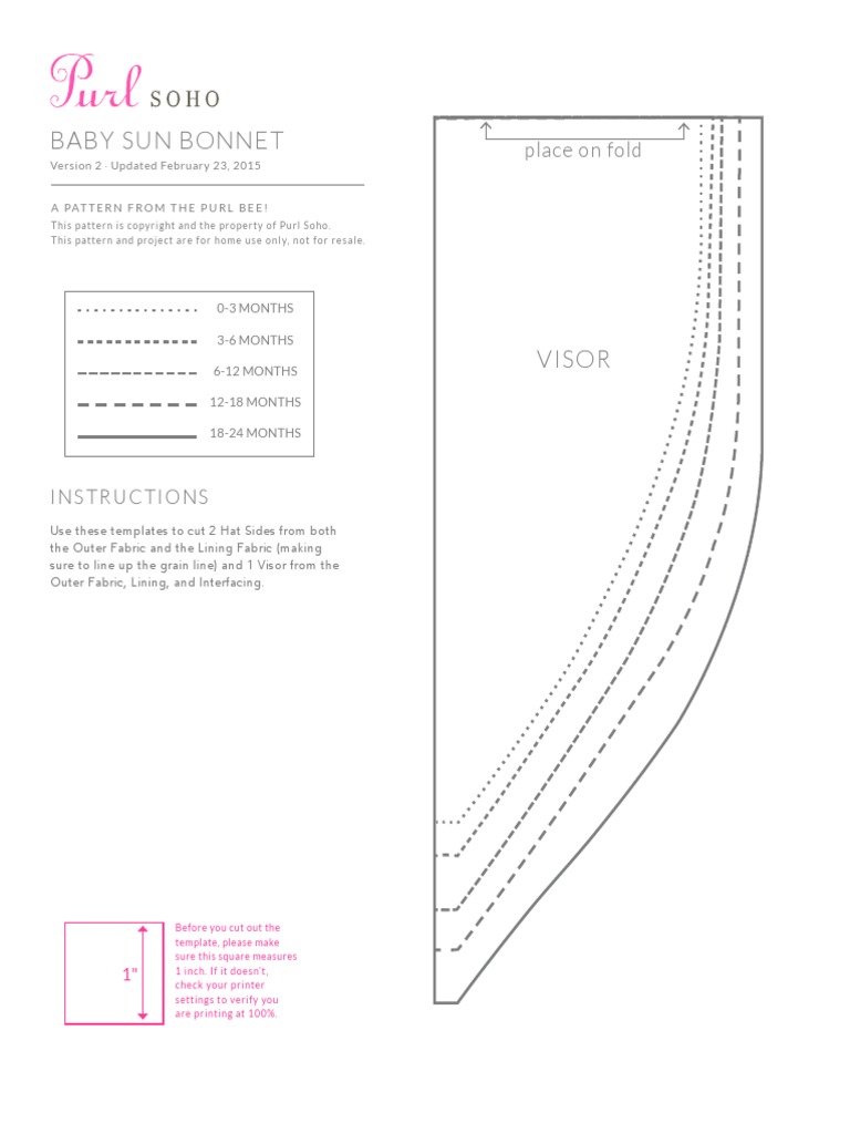 Baby Sun Bonnet Template V2 | PDF | Clothing | Clothing Industry
