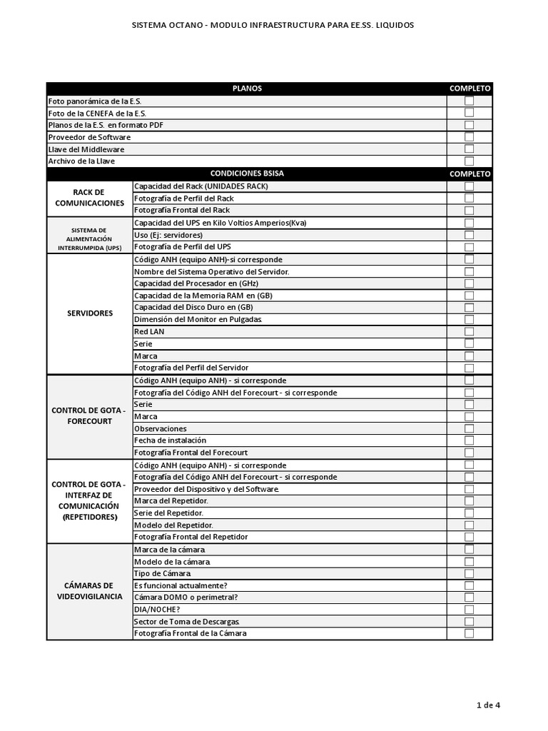 Checklist EESS Liquidos | PDF | Servidor (Computación) | Tanques