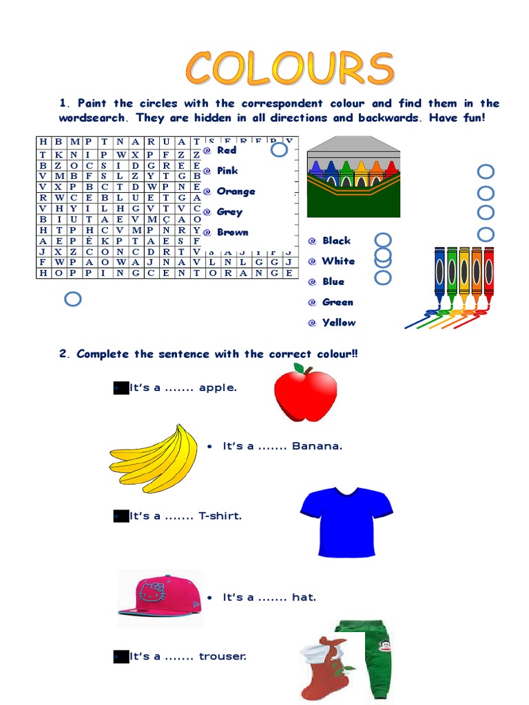 Paint The Circles With The Correspondent Colour and Find Them in The ...