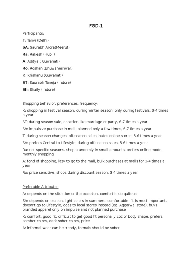 FGD 1 Transcript | PDF | Brand | Market (Economics)