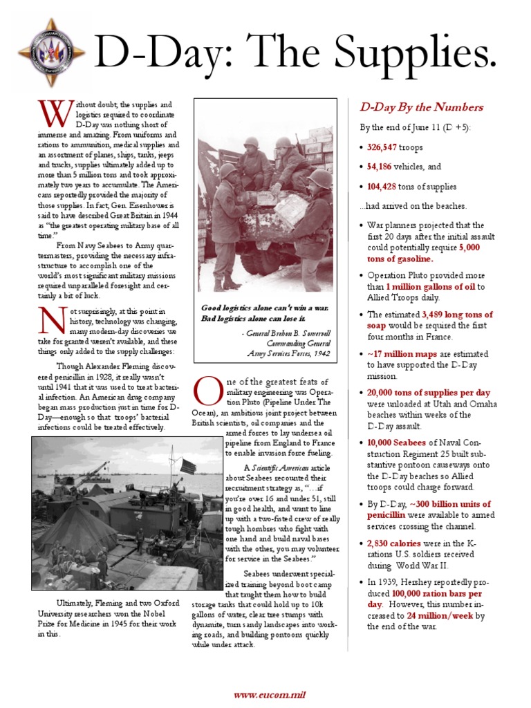 d Day Fact Sheet the Supplies | Normandy Landings | Military