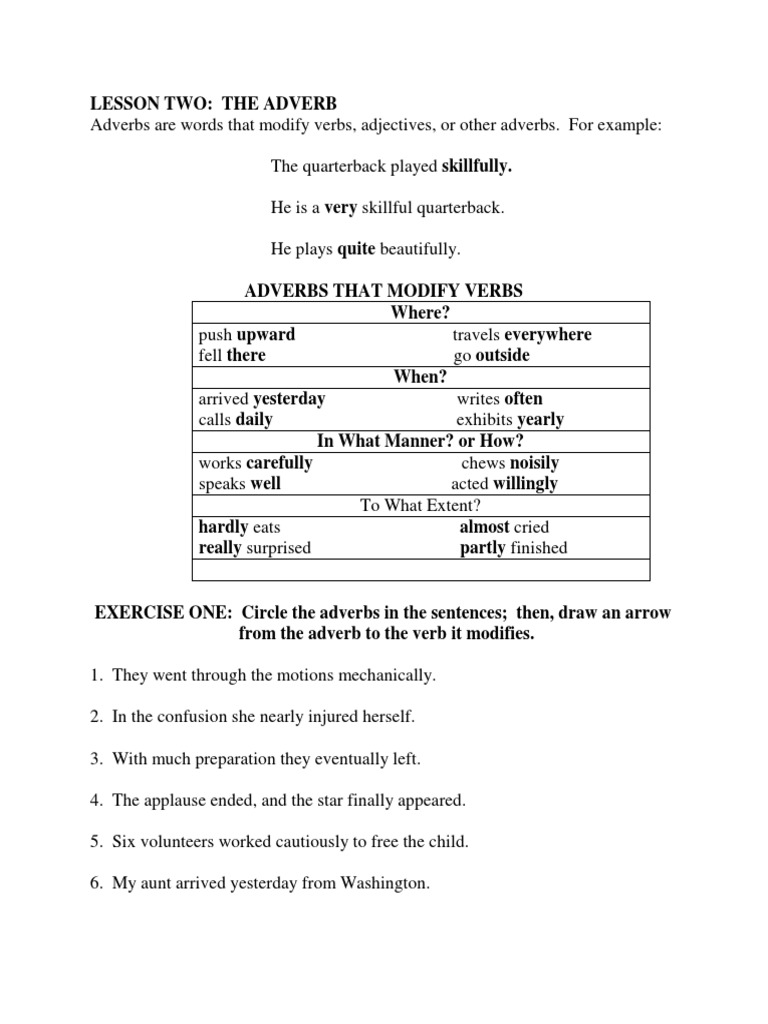Adverb Worksheets PDF | PDF | Adjective | Adverb