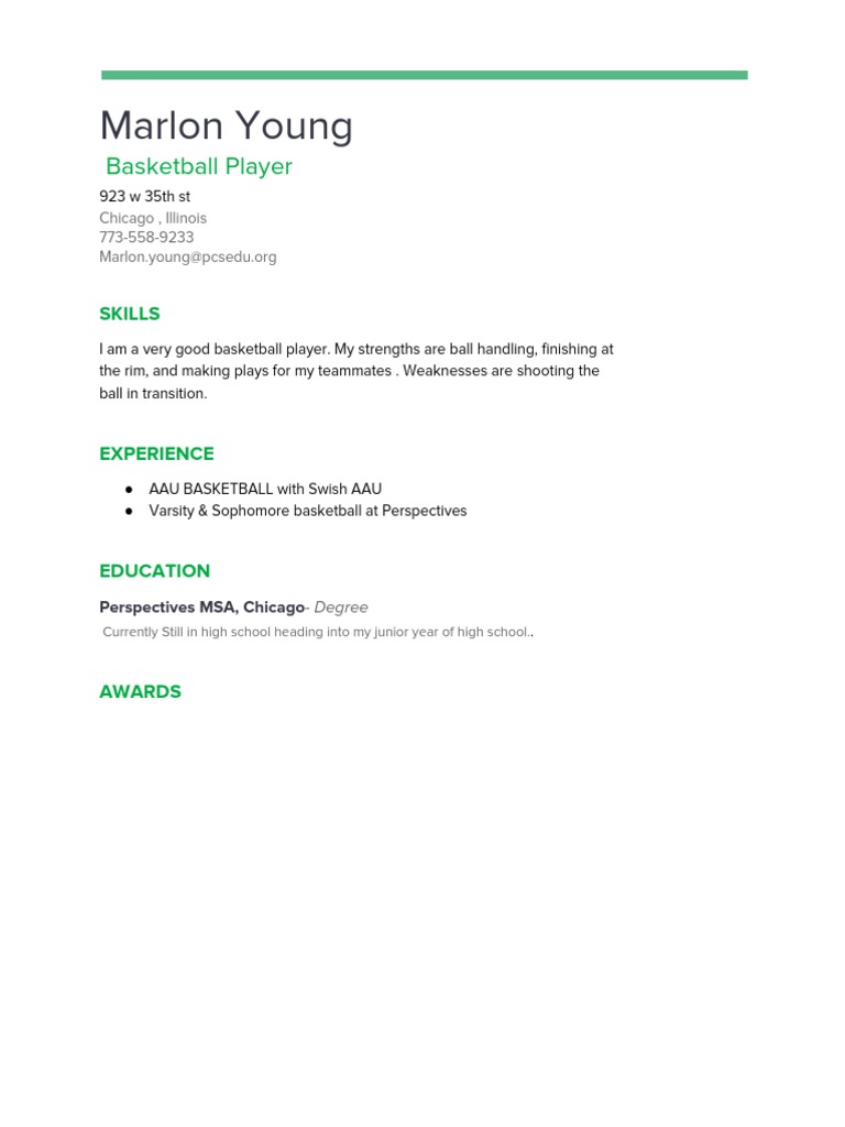 Marlon Young: Basketball Player | PDF
