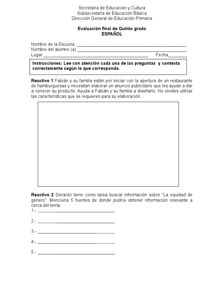 Evaluación Final Quinto Grado 2024 | PDF | Clima | Clima templado