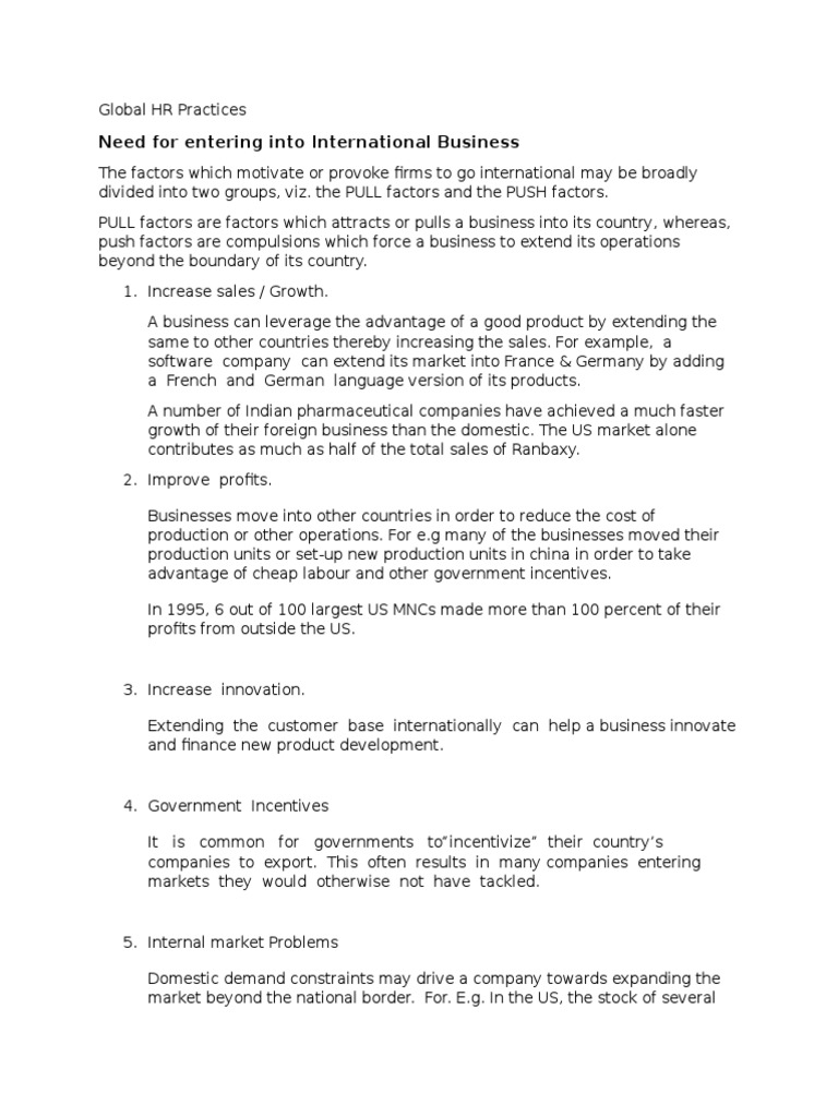 Global HR Practices and Internationalization | PDF | Human Resource ...