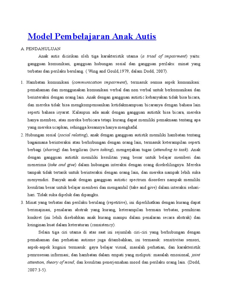 Model Pembelajaran Anak Autis | PDF