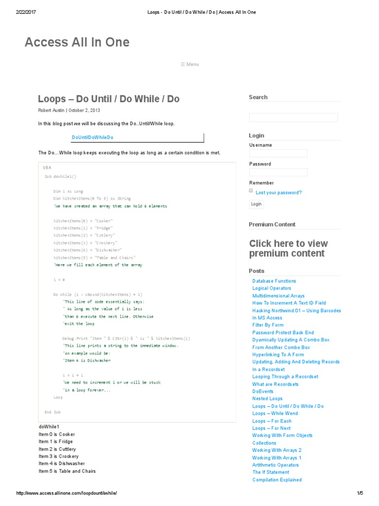 Loops - Do Until - Do While - Do - Access All in One | PDF | Control ...