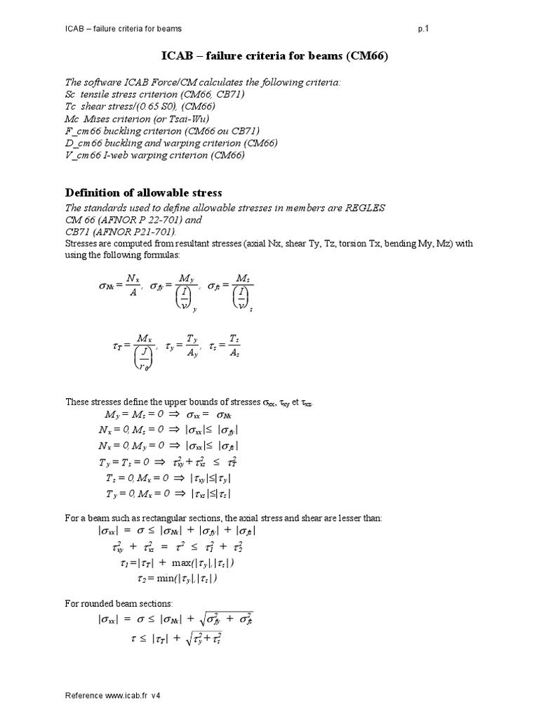 Analysis of Failure Criteria for Beams According to French Standards CM66 and CB71 | PDF ...