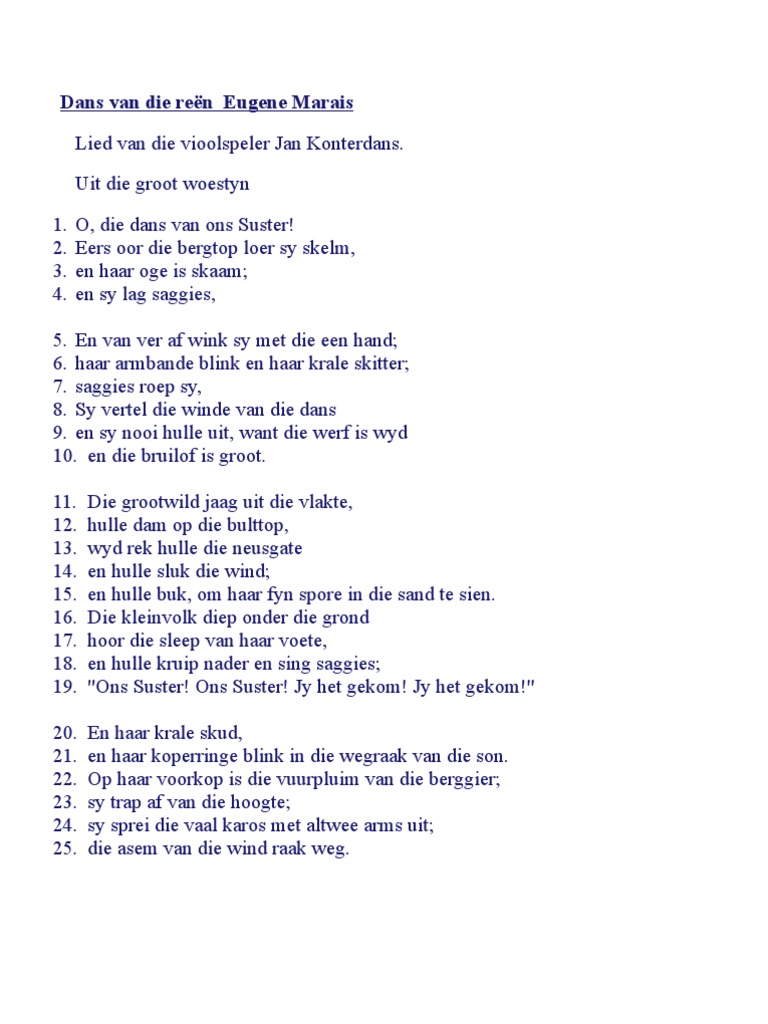 Dans Van Die Reën Eugene Marais | PDF