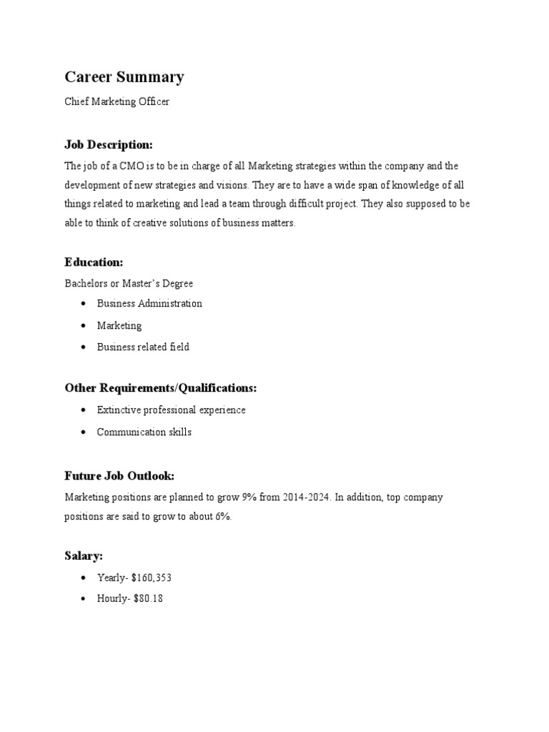 Career Summary | PDF