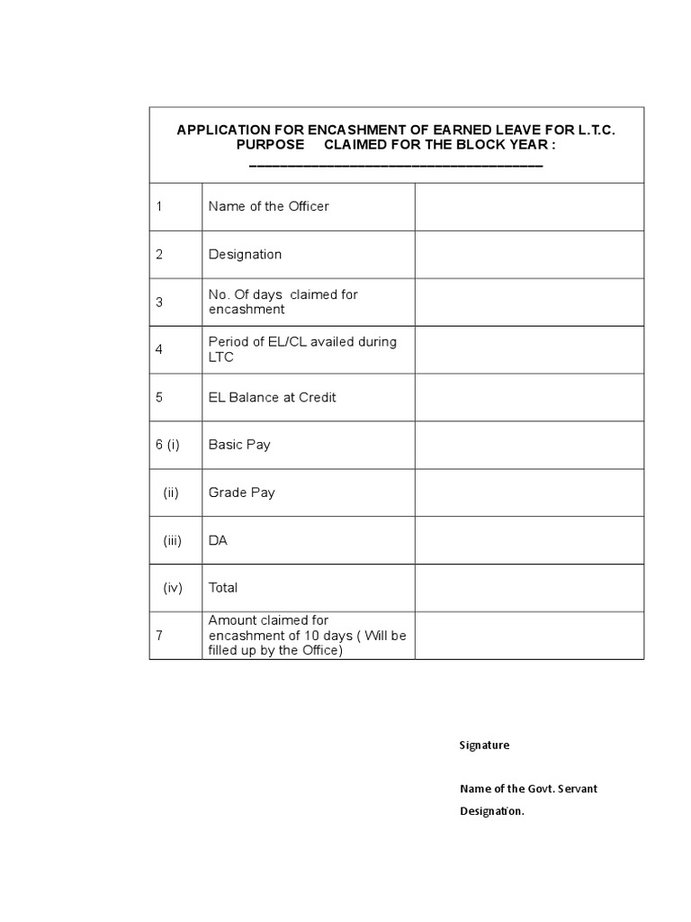 EL Encashment Form | PDF